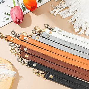 RAYNAG Adjustable Purse Strap Replacement Leather Handbag Shoulder Strap Replacement, Black with Gold Metal Swivel Hooks