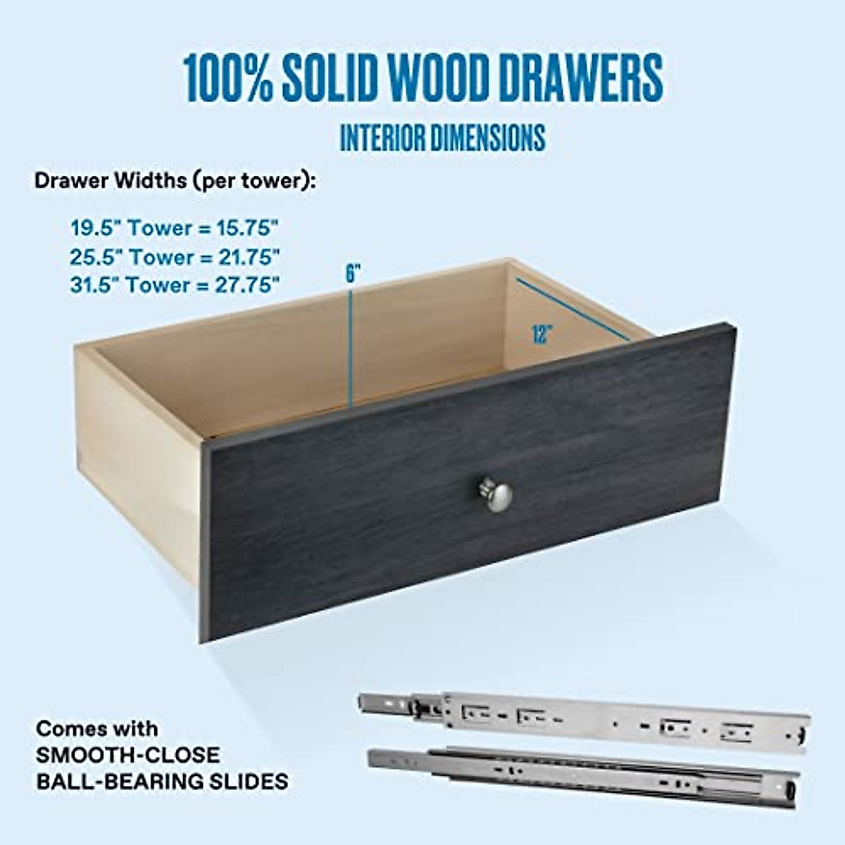 Short Closet Shelves Tower - Modular Closet System With Drawers (2) - Corner Closet System - Closet Organizers And Storage Shelves (Grey, 31.5 inches Wide) Closet Shelving