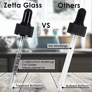 Zetta Glass Company 1 oz Black Brilliance: Precision And Elegance Tincture Bottles With Measured Dropper