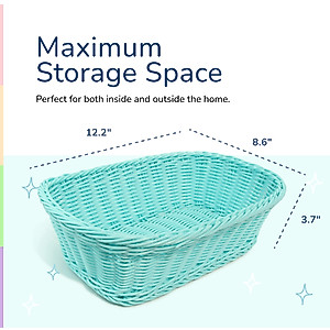 Colorbasket Hand Woven Waterproof Rectangular Basket, Sky Blue