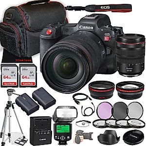 Canon EOS R5 C Mirrorless Cinema Camera w/RF 24-105mm f/4 L is USM Lens + 2X 64GB Memory + Filters + TTL Flash + More (35pc Bundle) (Renewed)