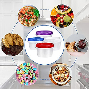 24 Pack 16oz Twist Top Containers with 2 Rolls Freezer Labels Twist Cap Deli Containers Porridge Dessert Containers with Screw Lids 4 Color Small Top Screw on Lids Jam Containers for Snacks Fruit Leftovers