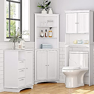 Spirich Home Over The Toilet Storage Cabinet, Bathroom Shelf Over Toilet, Bathroom Storage Cabinet Organizer, White