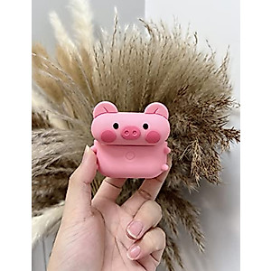 Cute Case Design for Apple AirPods Pro Anime Animal Cool Kawaii Cover Silicone Shell Anti-Fall Cases for AirPods Pro 2019 with The Carabiner for Men Women (Airpods Pro, Cute Piggy)