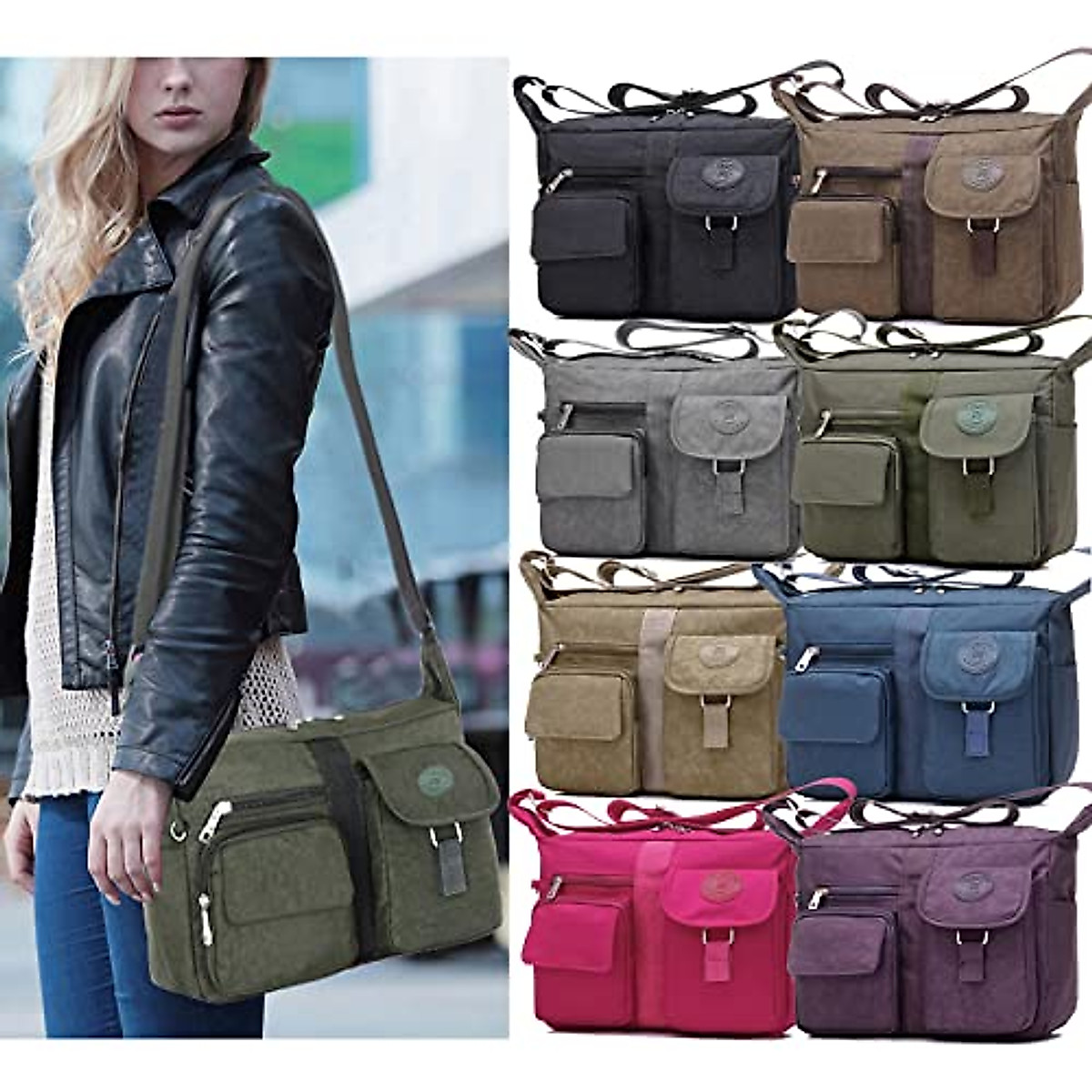 Women's Shoulder Bags Casual Handbag Travel Bag Messenger Cross Body Nylon Bags Black