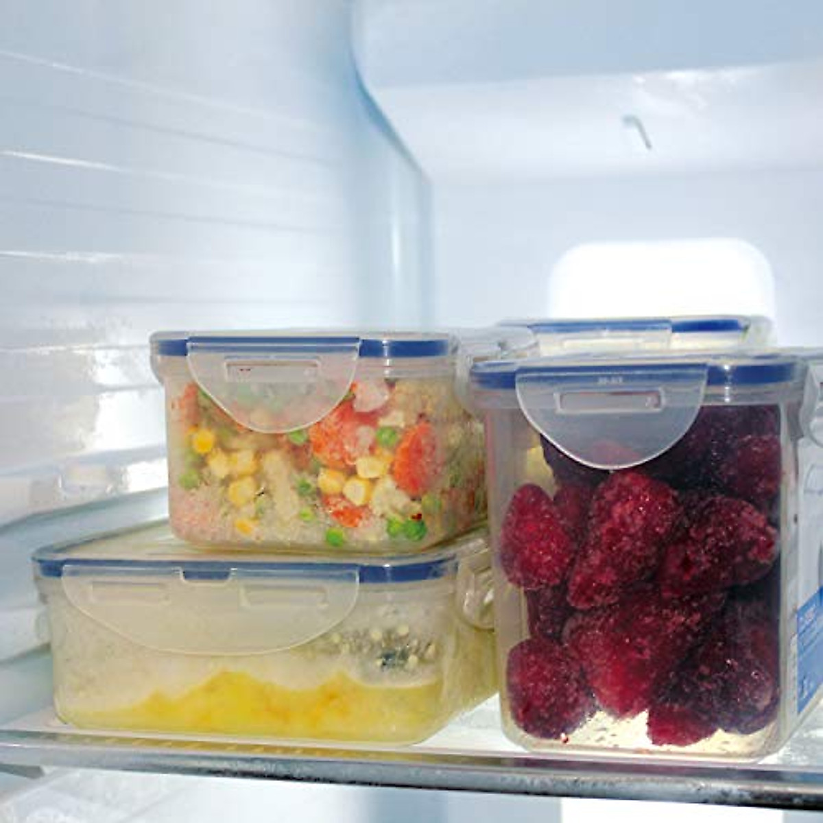 LocknLock Easy Essentials On The Go Meal Prep Lunch Box, Airtight Containers with Lid, BPA Free, Rectangle (3 Section) -34 oz, Clear