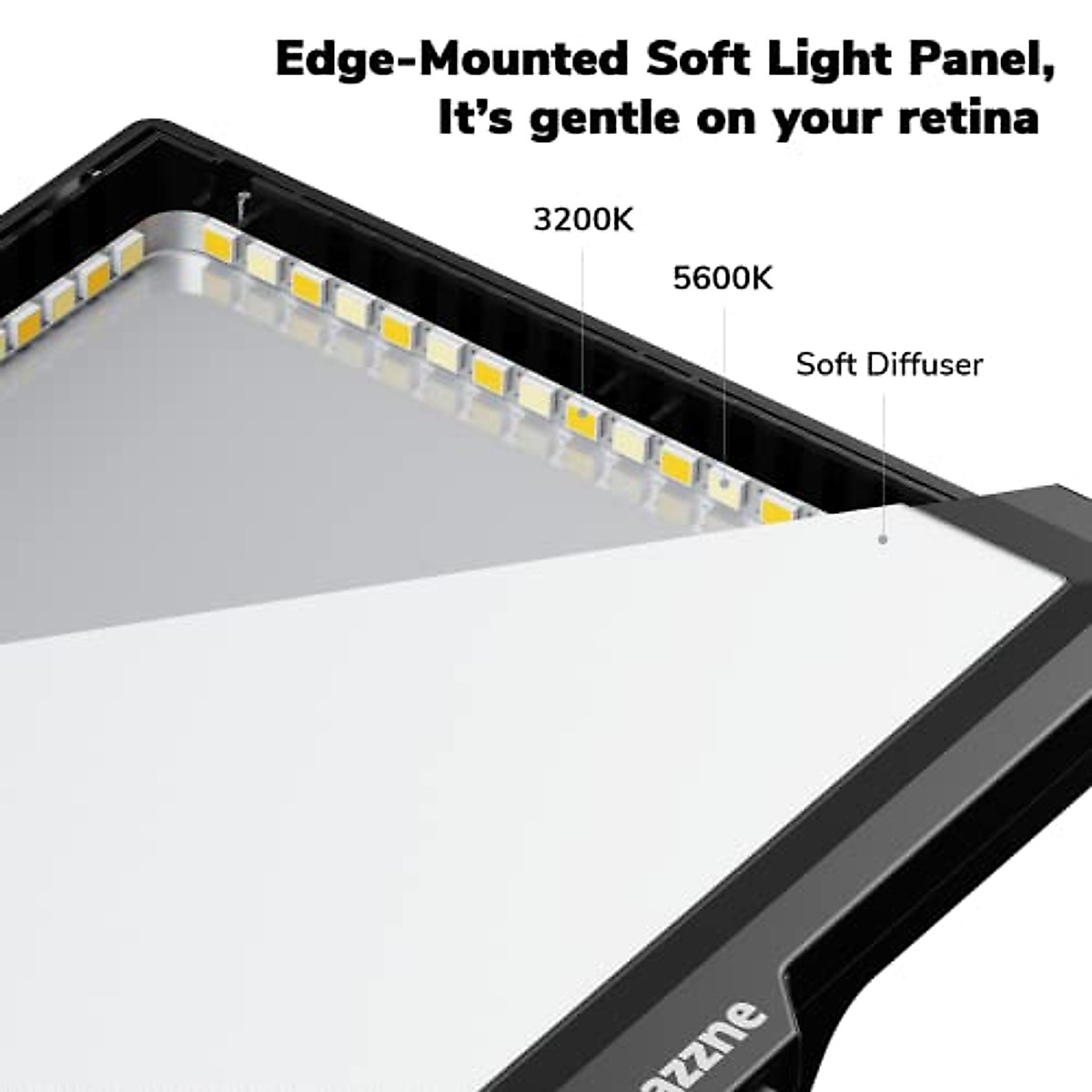 Camera Light, Dazzne D20 Video Light Panel with DC Adapter and Rechargeable Battery via USB-C Directly, Bi-Color 3200K-5600k DSLR Light for Canon/Nikon/Samsung/Olympus and Portrait Photography