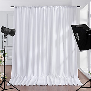 Htper 20ft x 10ft White Backdrop Curtain Panels for Parties, Thick Wrinkle Resistant 4 Panels Polyester Wedding Backdrop Drapes for Party Birthday Backdrop Photography Home Decorations
