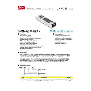 MEAN WELL UHP-350 350W Slim Type with PFC Switching Power Supply (UHP-350-5)
