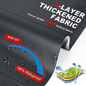 Wakeboard Tower Boat Cover 21-23ft, Heavy Duty 100% Waterproof Over The Tower Cover for V-Hull Fishing Tournament Boat w/Ski Wakeboard Tower Boat Cover…