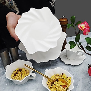 jinsongdafa Appetizer dinner Plates white Dessert Plates - Porcelain Modern Pasta Salad Plate Set of 4, Smooth Glaze, Scratch Resistant - Dishwasher, Microwave, Oven Safe 9.8 Inch