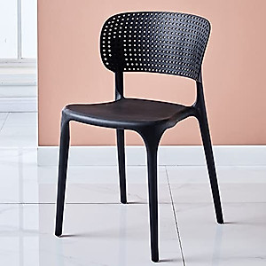LITFAD Modern Indoor-Outdoor Plastic Dining Armchair Home Open Back Dining Chairs Set for 4 Simple Chairs for Dining Room Restaurant Office - Black Set of 4