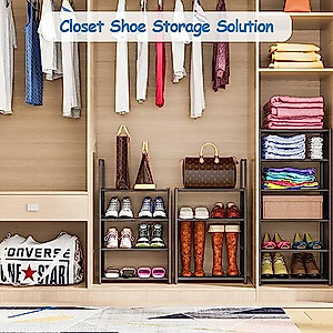 Shoe Rack Narrow Shoe Rack 10 Tiers Tall Shoe Rack for Entryway, Metal Shoe Rack Holds 20-22 Pairs, Stackable Shoe Stand Vertical Shoe Tower for Entryway, Closet, Garage, Bedroom, Cloakroom, Black