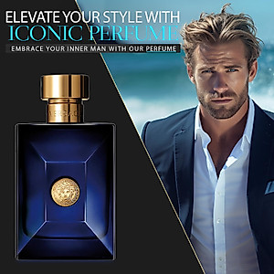 Dylan Blue Cologne for Men, 3.4 oz.Eau de Toilette Spray - Gift Set Pack With Lavender Soy Candle, Car Air Fresheners, and Empty Travel Perfume Atomizer