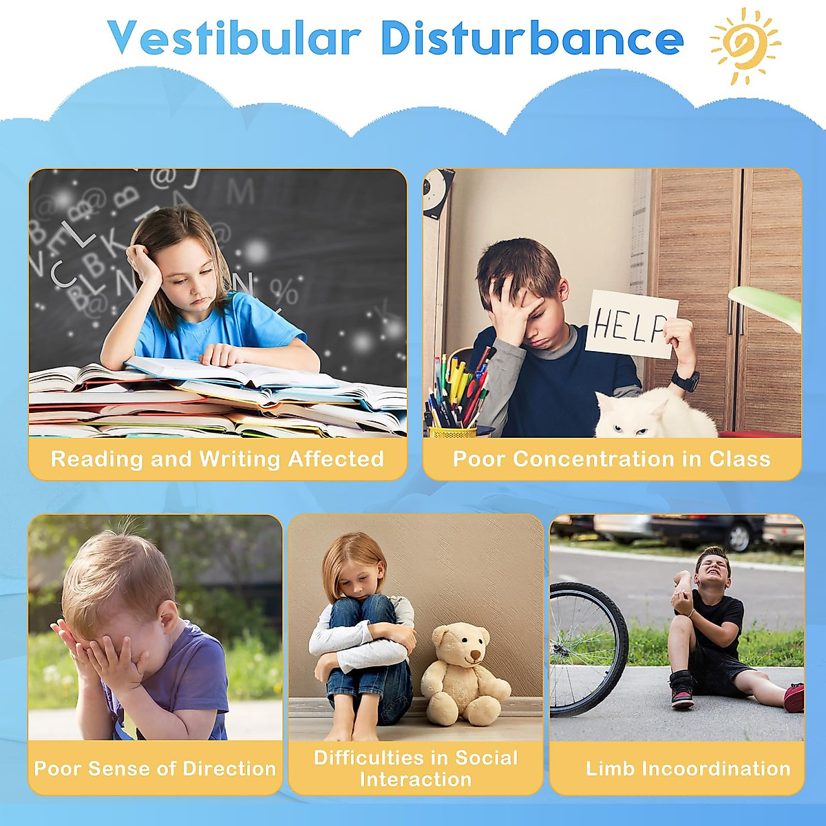 BABAMU Sensory Chair for Kids Autism Sensory Products Sit and Spin Autism Toys Spinning Chair ADHD Chair Swivel Chair Training Body Coordination (Blue)