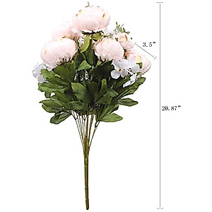 Duovlo Springs Flowers Artificial Silk Peony Bouquets Wedding Home Decoration,Pack of 1 (Spring Pure Pink)