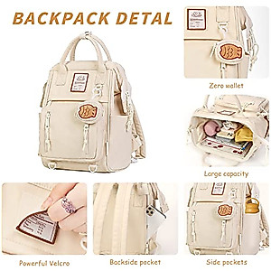 Girls Backpack for School, 15.8 Inch Laptop Backpack Cute Backpack Large Capacity Girls School Bags Multi Pockets Casual Daypack School Bag White