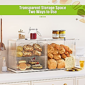 Double Layer Bread Box for Kitchen Countertop, Clear Bread Container, Large Bread Storage, Bread Boxes for Kitchen Counter