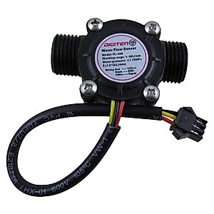 DIGITEN Water Flow Control Meter LCD Display Controller+G1/2" Water Hall Sensor Flow Meter Flowmeter Counter 1-30L/min+G1/2" Solenoid Valve Normally Closed N/C+DC 12V Power Adapter