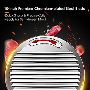 Zomagas Meat Slicer Machine,10 inch Commercial Meat Slicer, 240W Frozen Meat Cheese Deli Slicer,Premium Chromium-plated Steel Blade Semi-Auto Foody Slicer for Commercial and Home Use,Low Noises