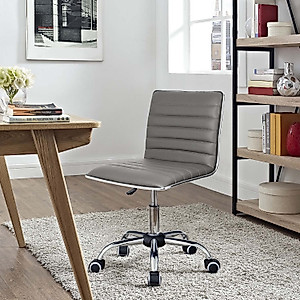 Homall Modern Adjustable Low Back Armless Ribbed Task Office Desk Vanity Swivel Rolling Leather Computer Conference Chair (Gray)