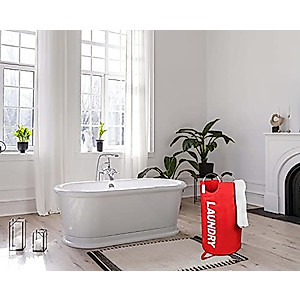 Neatkeep Extra Large Laundry Bags for Heavy-Duty Use with Aluminum Handles, Collapsible Fabric Laundry Basket, Foldable Clothes Bag, (Red)