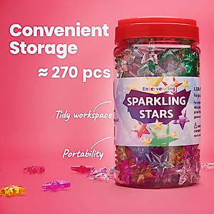 Plastic Stars - Gemstones and Crystals - Pack of 270pcs(1.32lb) Vase Filler - Jewels for Crafts - Fish Tank Rocks - Sensory Bin Filler - Gems for Crafting - Fake Ice - Aquarium Stones - Multicolored