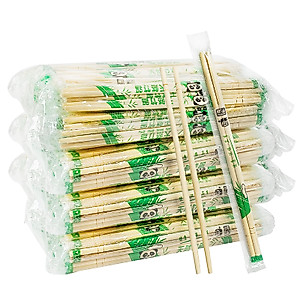 UEJYWUY 400 Pairs 8 Inch Disposable Chopsticks, Separated Sleeved Individually Wrapped Disposable Bamboo Chopsticks, Bamboo Wooden Chopsticks for Noodles, Sushi, Asian Food