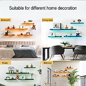 4 Pack Acrylic Floating Shelves, Wall Mounted Invisible Bathroom Shower Shel, for Home, Bedroom, Bathroom, Kitchen Storage(4Pcs, Brown)