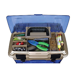 Flambeau Outdoors T5P Pro Multiloader Tackle Box, Fishing Organizer with Tuff Tainer Boxes, Zerust Anti-Corrosion Technology - Clear Blue/Gold