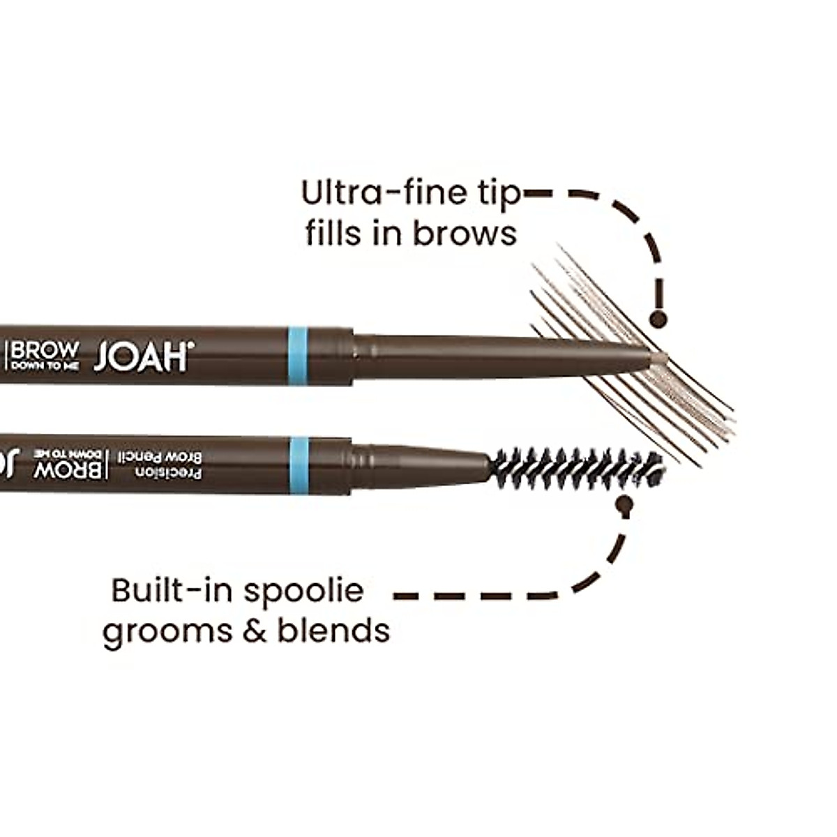 JOAH Dual-Ended Eyebrow Pencil - Brow Down To Me Ultra-FIne Tip Precision Brow Pencil with Built-In Spoolie Brush for Flawless Brows, Smudge-Proof, Water-Resistant, Cool Taupe