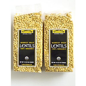Certified 100% Organic Harvest Gold Lentils Montana 16 oz each (2 Pack)