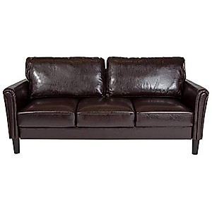 Flash Furniture Bari Upholstered Sofa in Brown LeatherSoft
