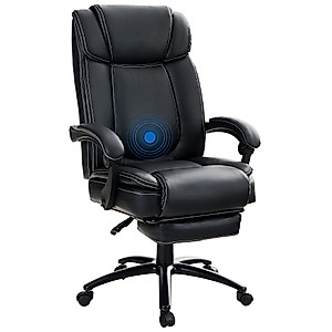 MAISON ARTS High Back Bonded Leather Reclining Office Chair Task Chair, Heavy Duty Executive Massage Computer Desk Chair with Retractable Footrest and Metal Base for Home Office