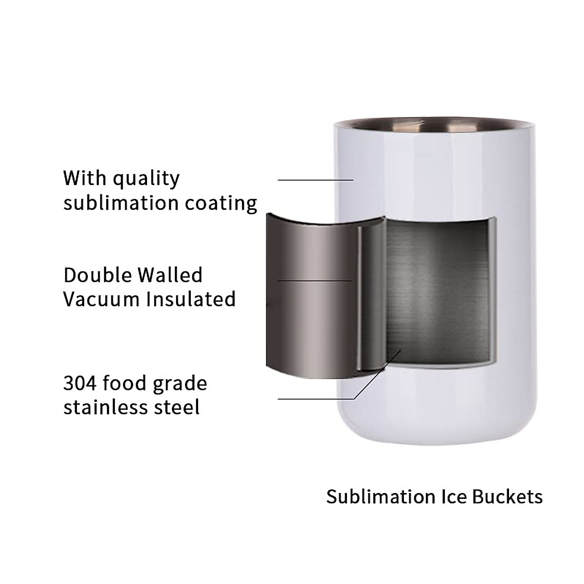 PYD Life Sublimation Ice Buckets Blanks Tumblers 17 OZ White without Lids for Parties Bars,Sublimation Stainless Steel Bucket Small Cups for Cricut Mug Press Tumbler Heat Press 4 Pack