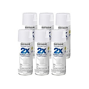 Rust-Oleum 334021-6PK Painter's Touch 2X Ultra Cover Spray Paint, 12 oz, Flat White, 6 Pack