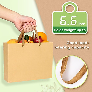 YNERHAI 20 Pack Gift Bags with Tissue Paper, Medium Kraft Paper Bag with Ribbon Handles, 10.6” x3.1” x8.3” Brown Gift Bags for Wedding, Birthday, Party Supplies and Gifts (Medium, Brown)