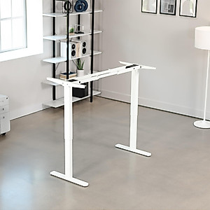 VIVO Electric Stand Up Desk Frame, DIY Workstation, Frame Only, Dual Motor Ergonomic Standing Height Adjustable Base with Memory Controller, White, DESK-E-200W