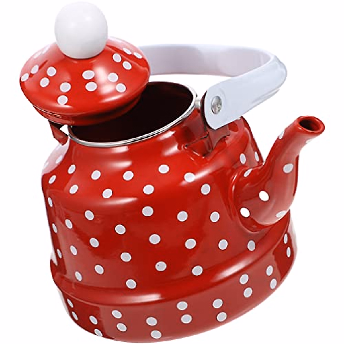 STOBAZA Tea Pot Tea Pot Tea Kettle Stovetop Ceramic Enameled Teapot Red Dot Tea Kettle Stainless Steel Water Boiling Pot for Kitchen Stovetop 1.7L Tea Pot Tea Kettle Stovetop Tea Kettle Stovetop