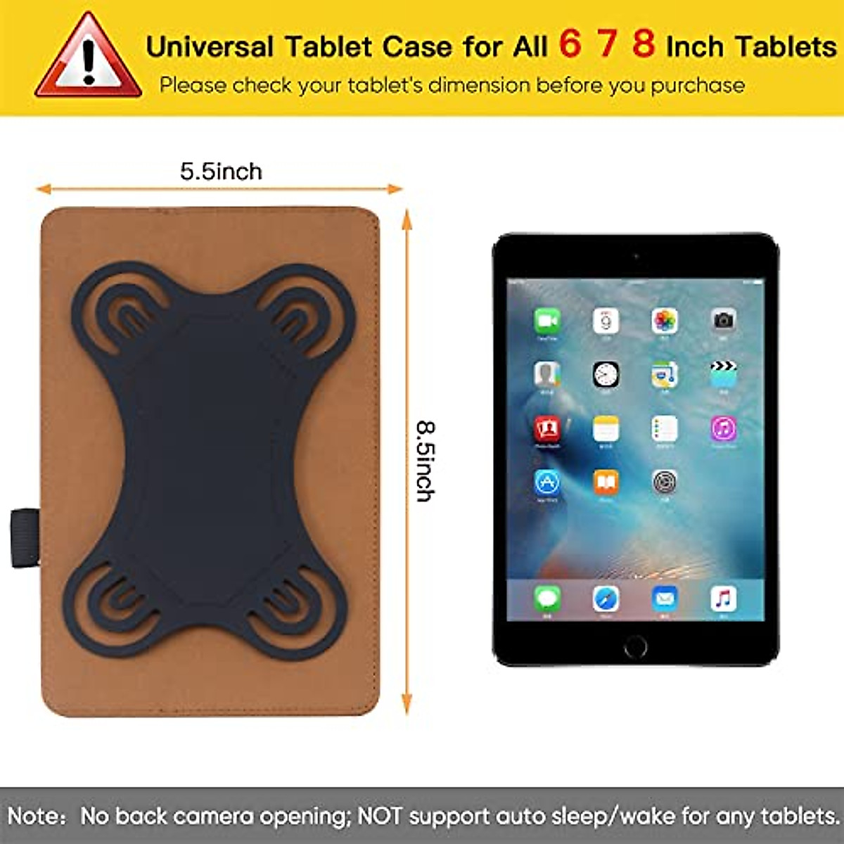 Frankmate 7 inch Tablet Case, Universal Tablet Case for All 6 7 8 Inch Tablets, Leather Protective Cover Stand Folio Case Compatible with iPad Samsung Android Tablets