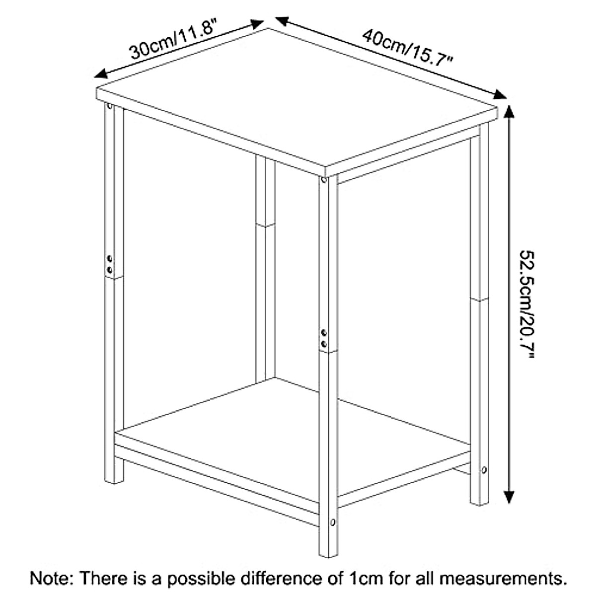 Verybegin End Table, Small Side Table with 2-Tier Storage Shelf, Wooden Nightstand, Sofa Table, Coffee Table for Small Space, Living Room, Bedroom, Modern Furniture, 20.5" H x 15.7" W x 11.8" D