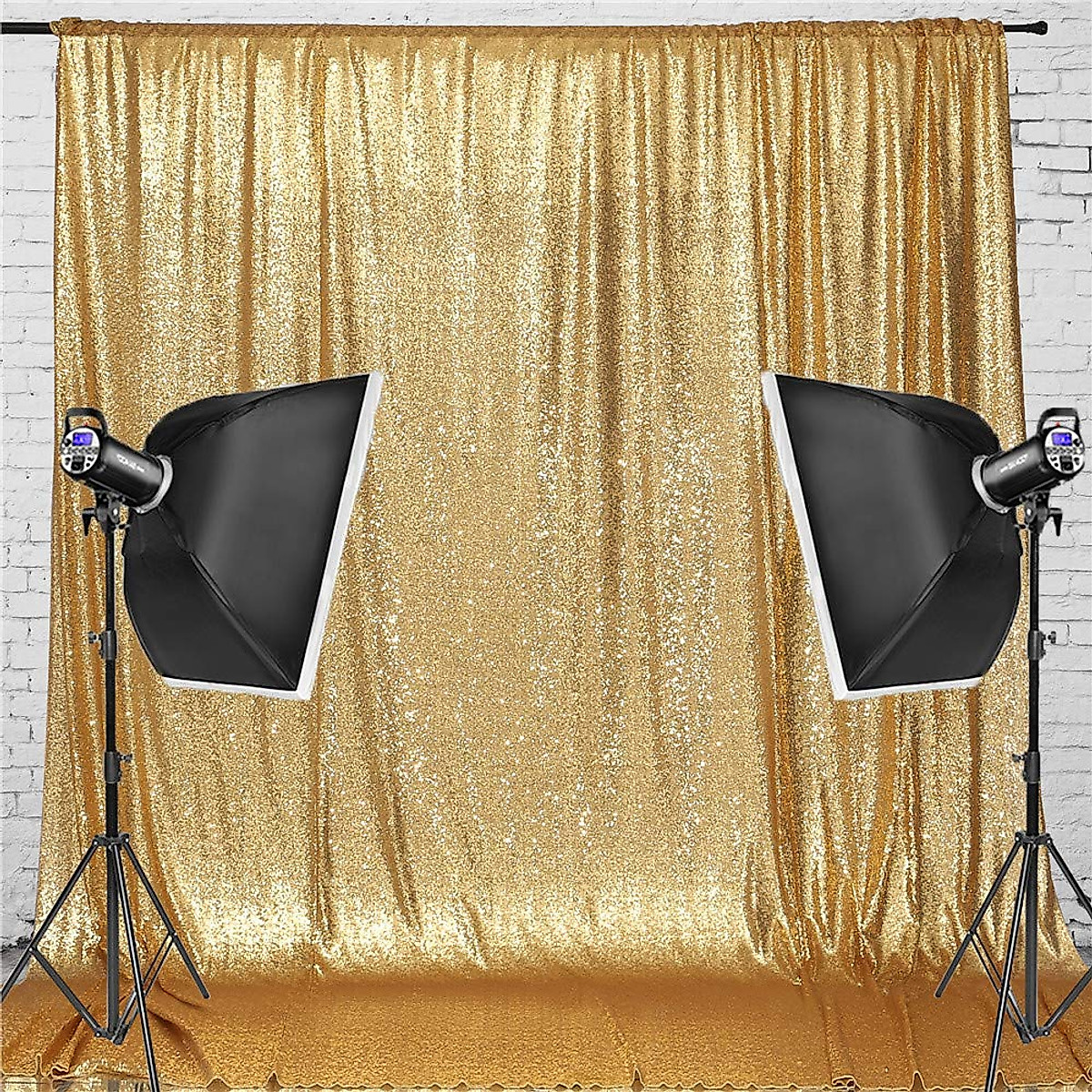 Eternal Beauty Gold Sequin Backdrop, 6x8 Ft Glitter Background Curtains for Shimmer Photography Party Wedding Birthday Back Drop Decor