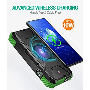 20,000mAh PD Solar Charger Foldable-Orange Plus 20,000mAh 18W Solar Charger 10W Wireless Power Bank-Dark Green