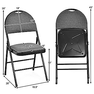 ARLIME 6 PCS Folding Chairs w/Padded Seats, Padded Folding Chair w/Handle Hole, Upholstered Seat, Steel Frame, Folding Chair for Home, Church, School, Office, Wedding Party, Courtyard Use, Grey