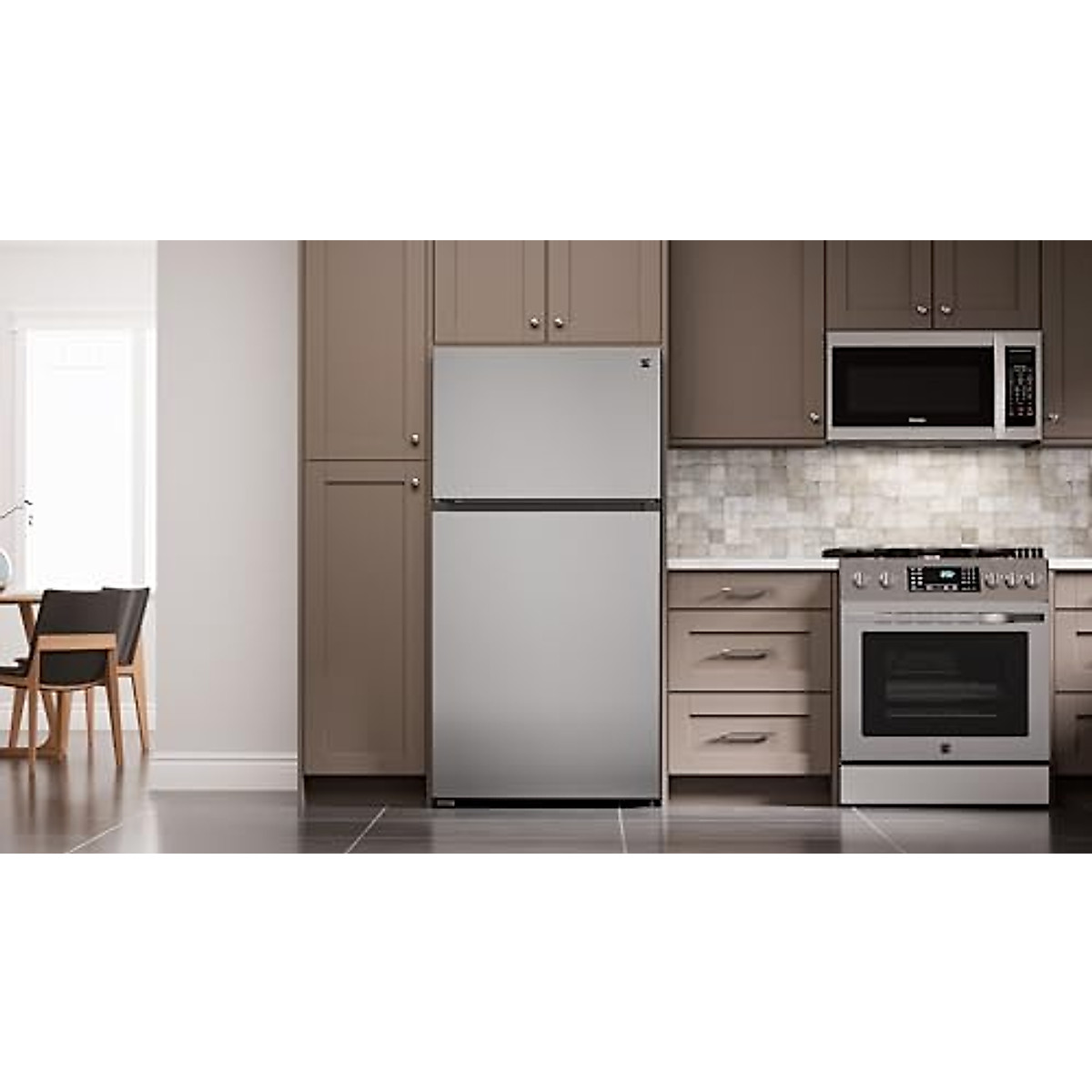 Kenmore 33 in. 20.4 cu. ft Capacity Refrigerator/Freezer with Full-Width Adjustable Glass Shelving, Humidity Control Crispers, Ice Maker, ENERGY STAR Certified, Fingerprint Resistant Stainless Steel