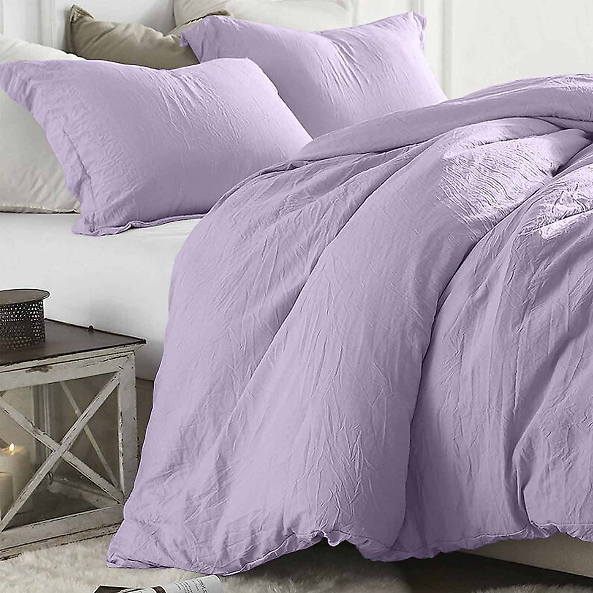 Light Purple Comforter Set Queen Size, 3 Piece Lavender Aesthetic Modern Bedding Set - Soft & Lightweight All Season Microfiber Down Alternative Bed Comforter with 2 Pillow Shams for Women Girls