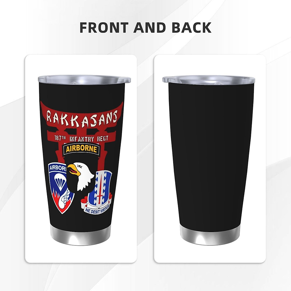 Biaomn 187th Airborne Rakkasans Stainless Steel Tumbler Vacuum Insulated Travel Tumbler With Lid Coffee Mug Car Cup For Home Office Outdoor 20oz