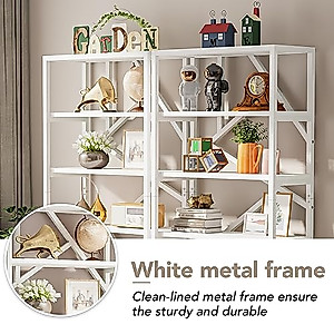 Tribesigns 71 Inch Industrial Bookshelf, 6 Shelf Etagere Bookcase, Freestanding Open Book Shelves Storage Display Shelf, Wood Shelving Units Organizer Rack for Home Office Living Room, White