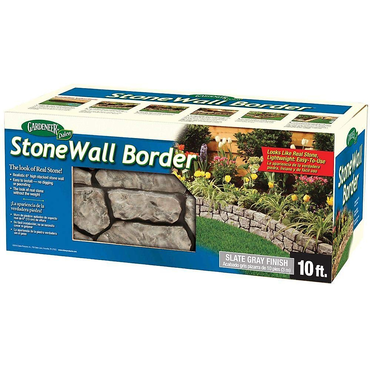 Gardeneer Stonewall Faux Stone Border Edges, Grey, Pack of 4
