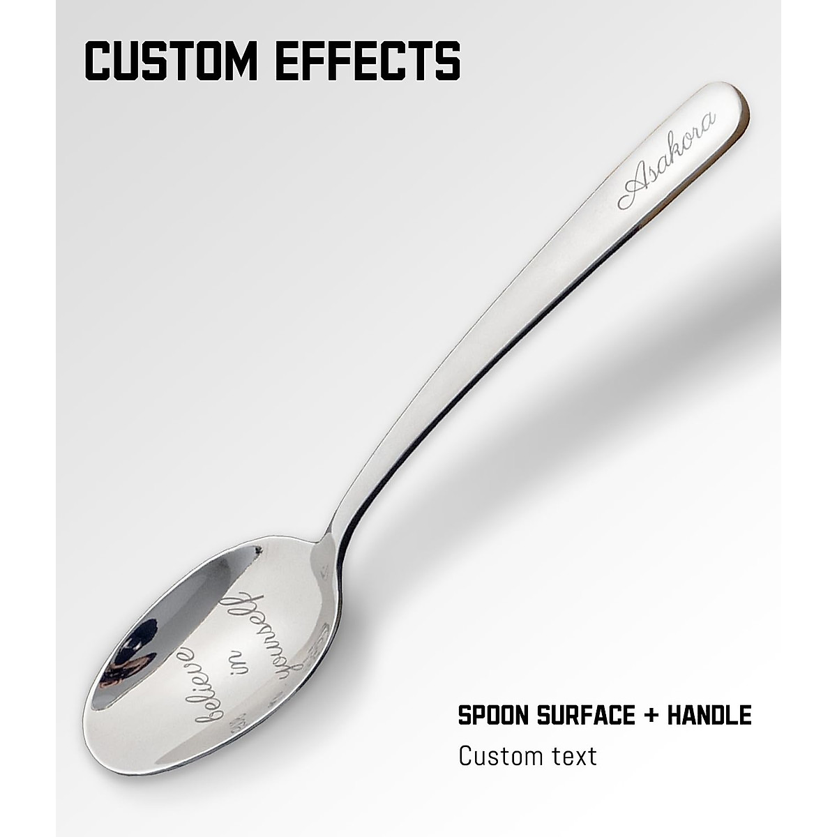 Personalized Dinner Spoon, Custom 8.1 Inch Stainless Steel Tablespoons, Engraved Name Silverware Spoons, Anniversary Birthday Christmas Gifts, Mirror Finish & Dishwasher Safe